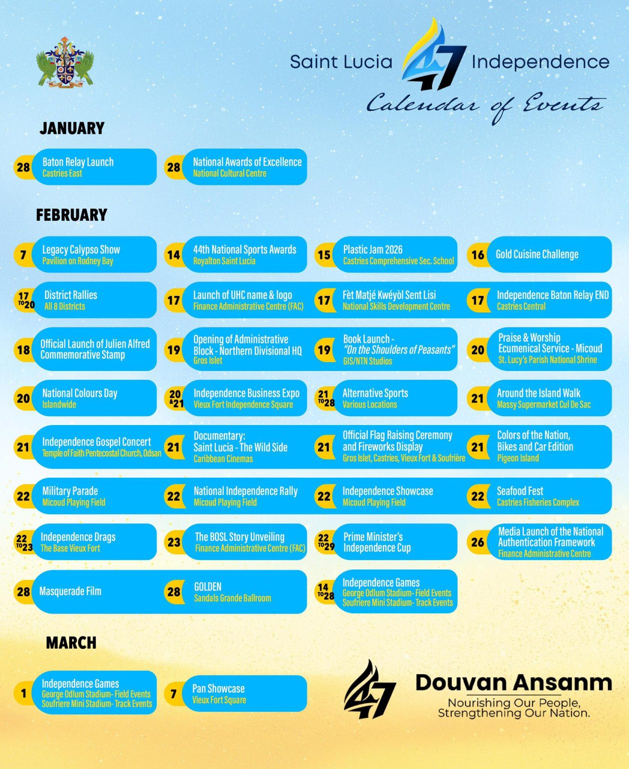 Saint Lucia 47th Independence Anniversary Calendar of Events - REV-UP SLU